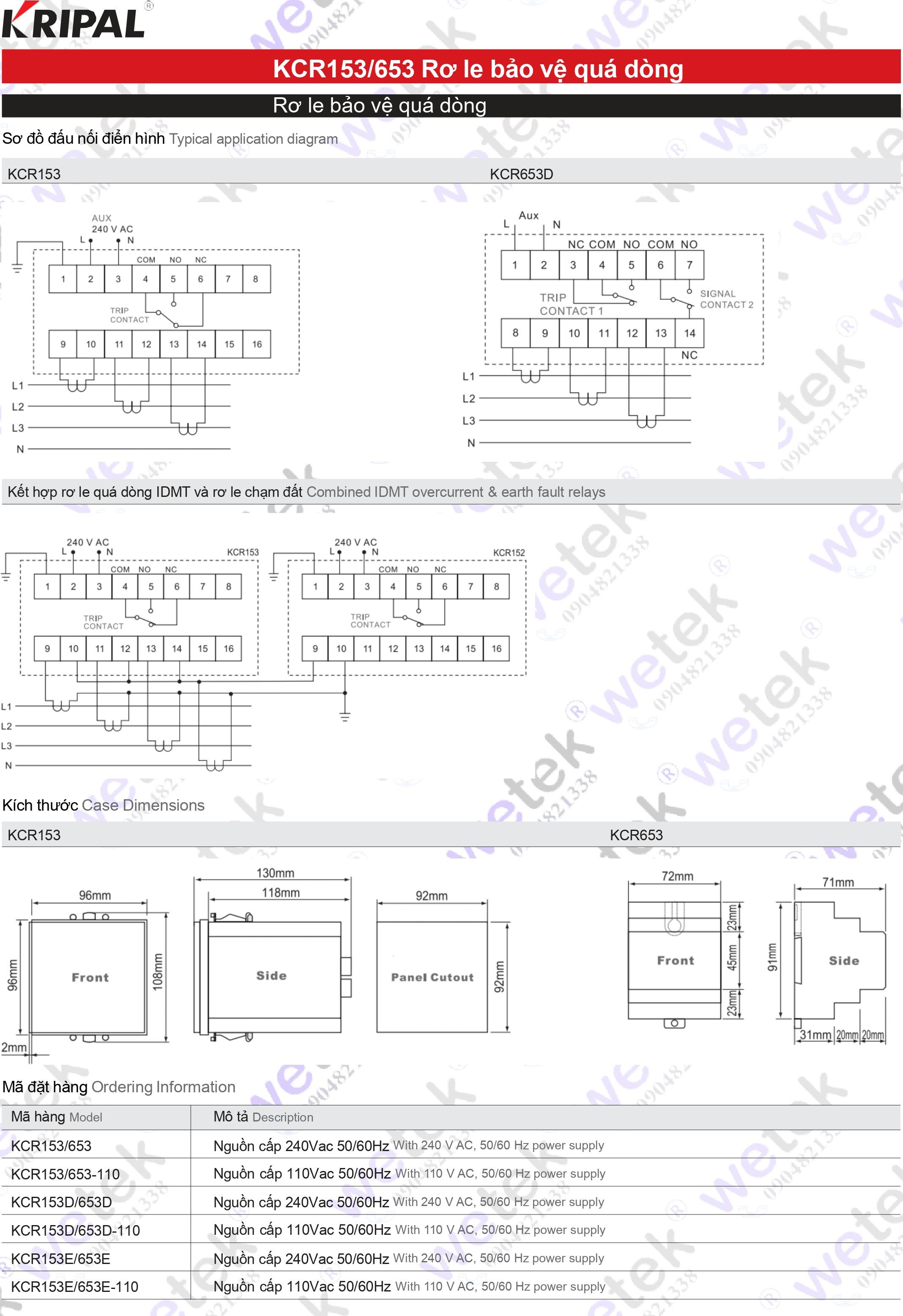 Rơ le Kripal Overcurent Quá dòng OCR KCR153 (tương đương Mikro MK203A ...
