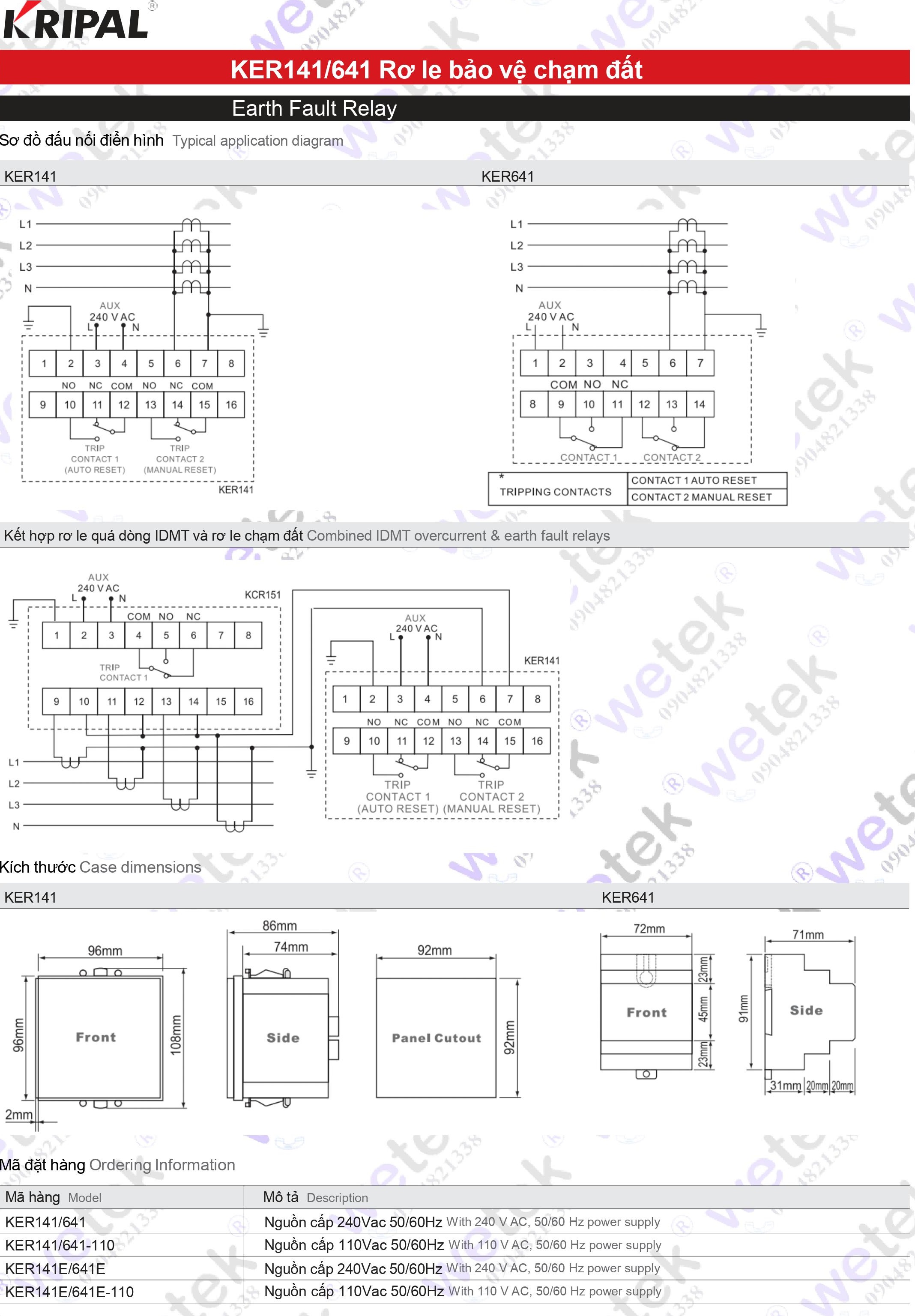 Rơ le Kripal chạm đất EFR KER141 (Tương đương Mikro MK201, MK202, MK231 ...